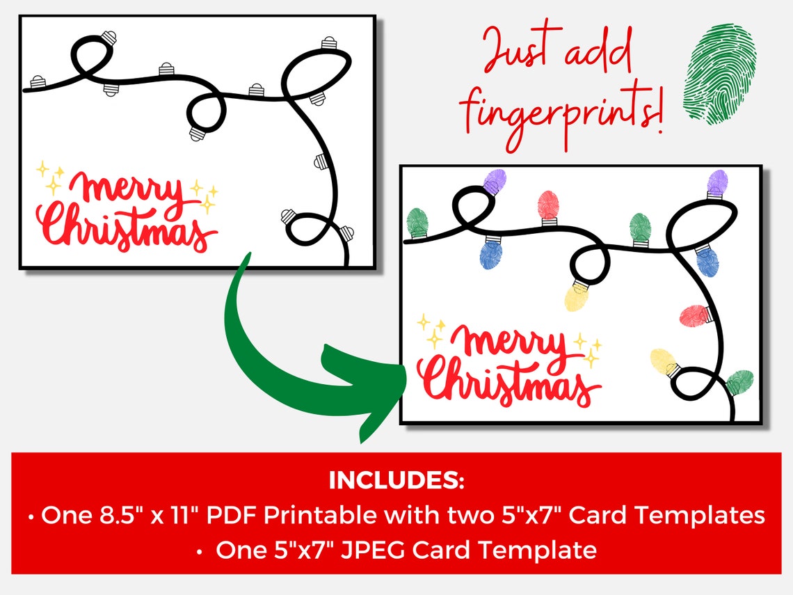 DIY Fingerprint Christmas Craft for Kids, Printable Activities Perfect ...