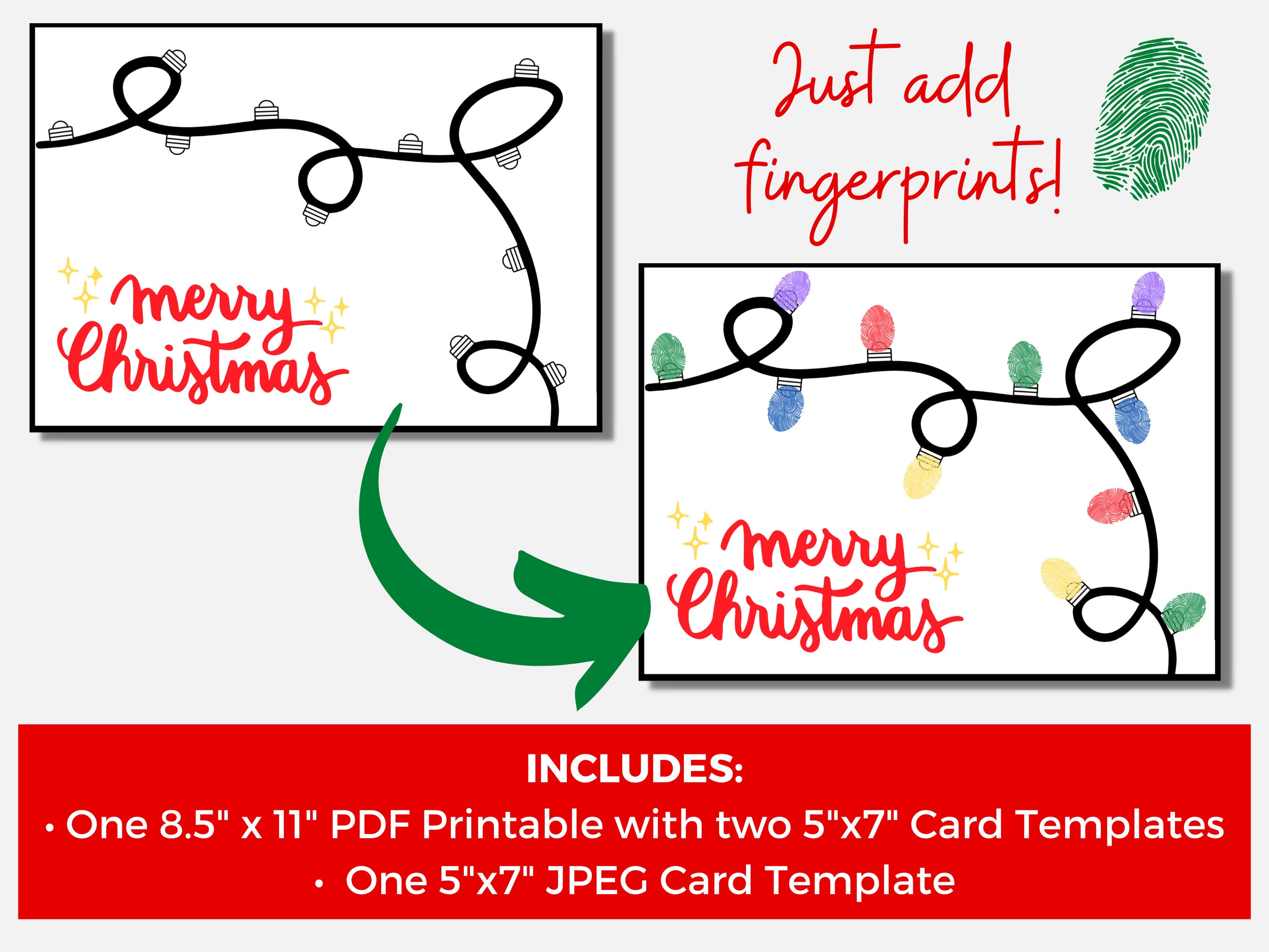 DIY Fingerprint Christmas Craft for Kids, Printable Activities Perfect ...