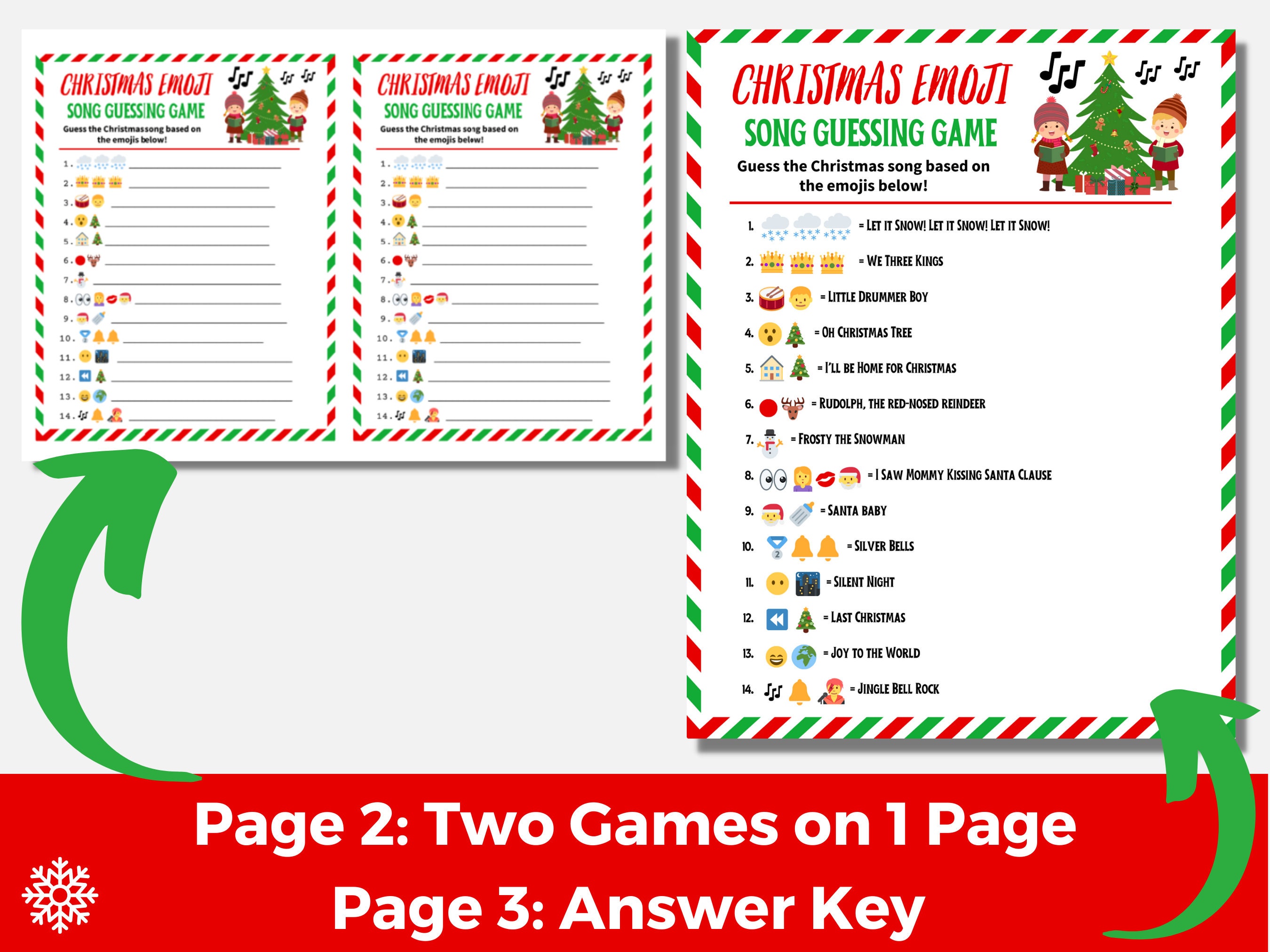 Christmas SONG Emoji Game, Guess the Christmas Song, Printable Activity ...