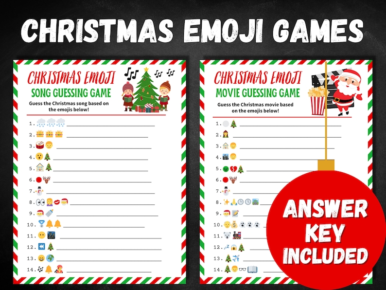 Christmas Emoji Pictionary BUNDLE: SONG & MOVIE Game, Guess the ...