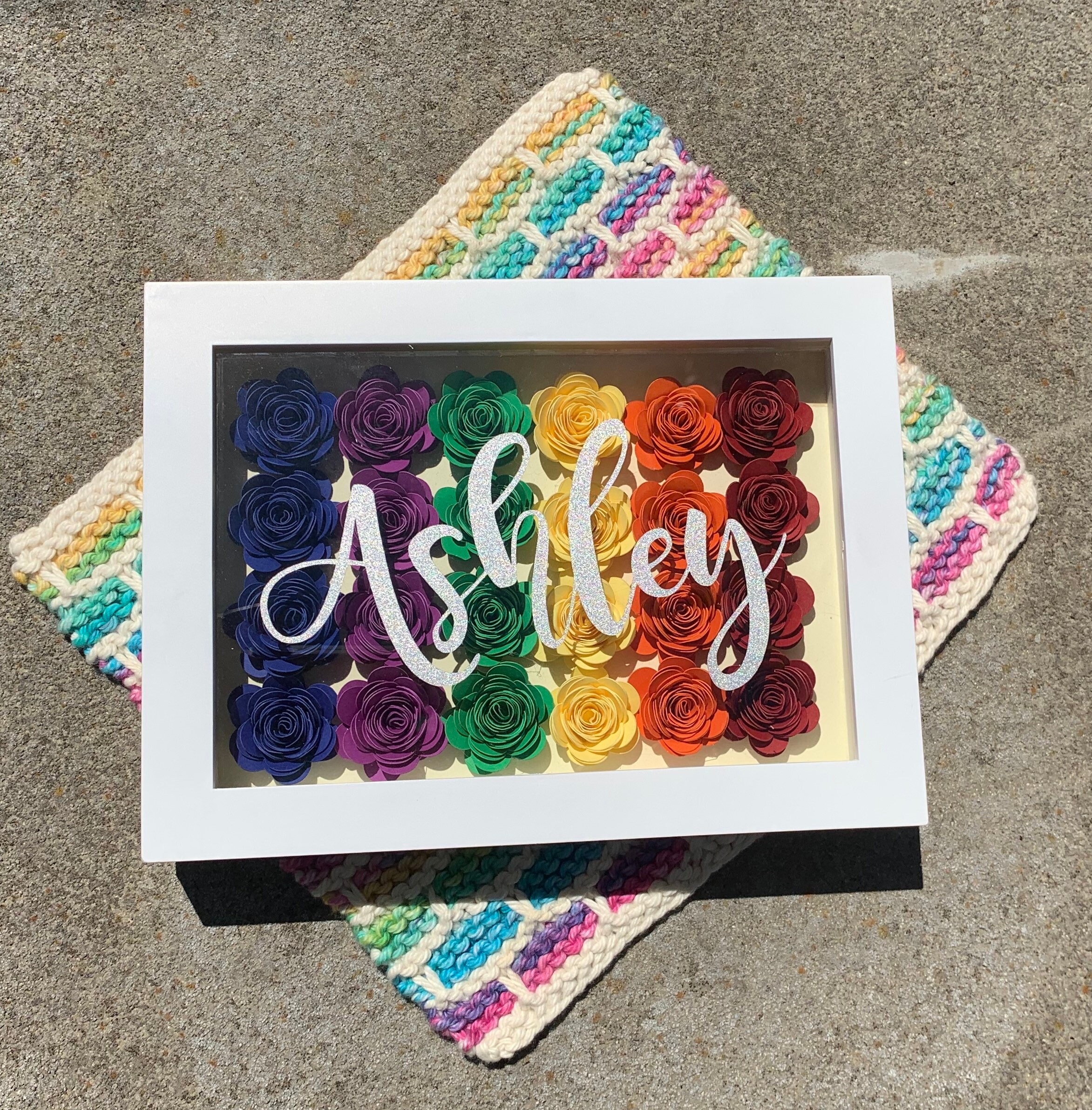 Personalized Shadow Box Paper Flower 5x7 Shadow Box | Etsy