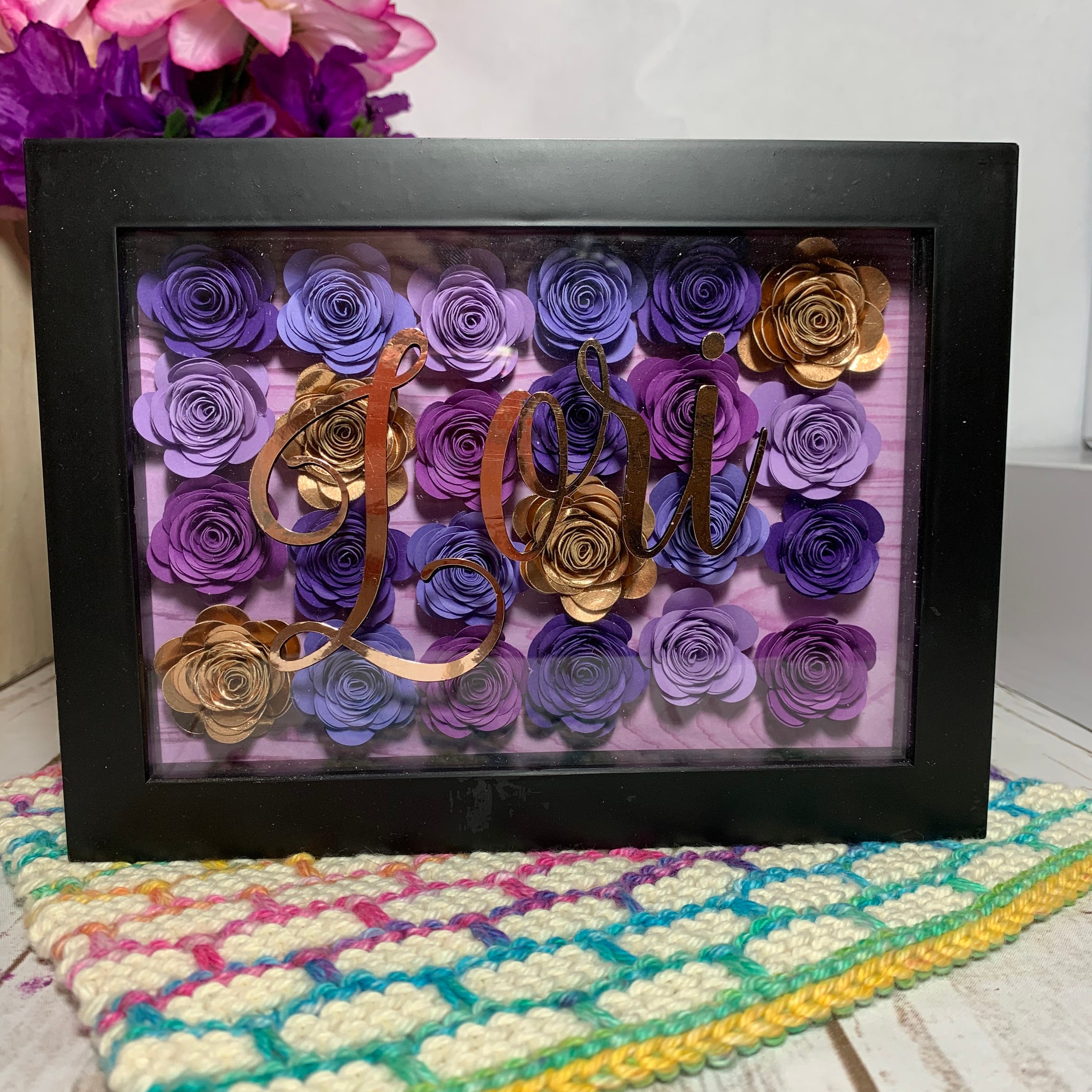 Personalized Shadow Box Paper Flower 5x7 Shadow Box | Etsy