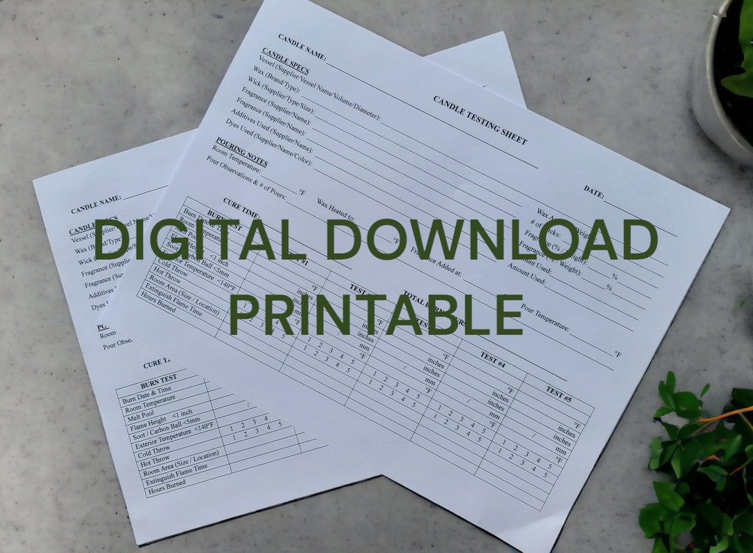 Candle Burn Testing Sheet (DIGITAL DOWNLOAD - PDF and Word Document) - Etsy
