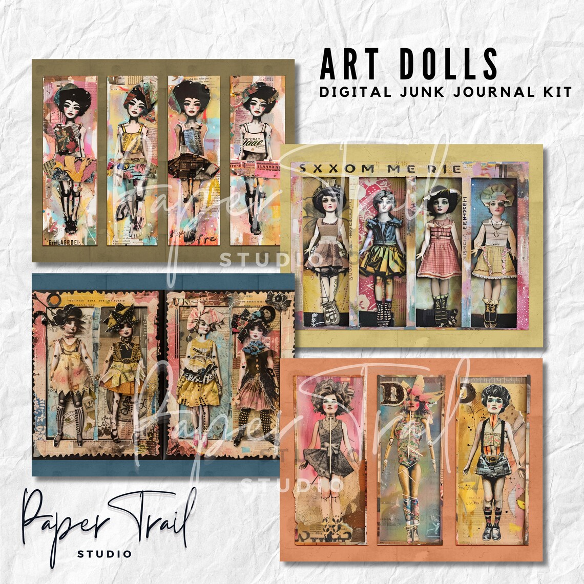 Digital Junk Journal Kit -art Dolls, Digital Download, Printable Junk ...