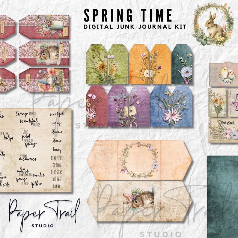 Digital Junk Journal Kit Spring Time, Digital Download, Printable Junk ...