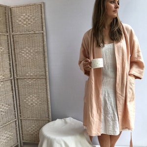 Linen Robe, Soft Kimono Robe, Robe Coverup, Robe for Bride, Linen Bath ...