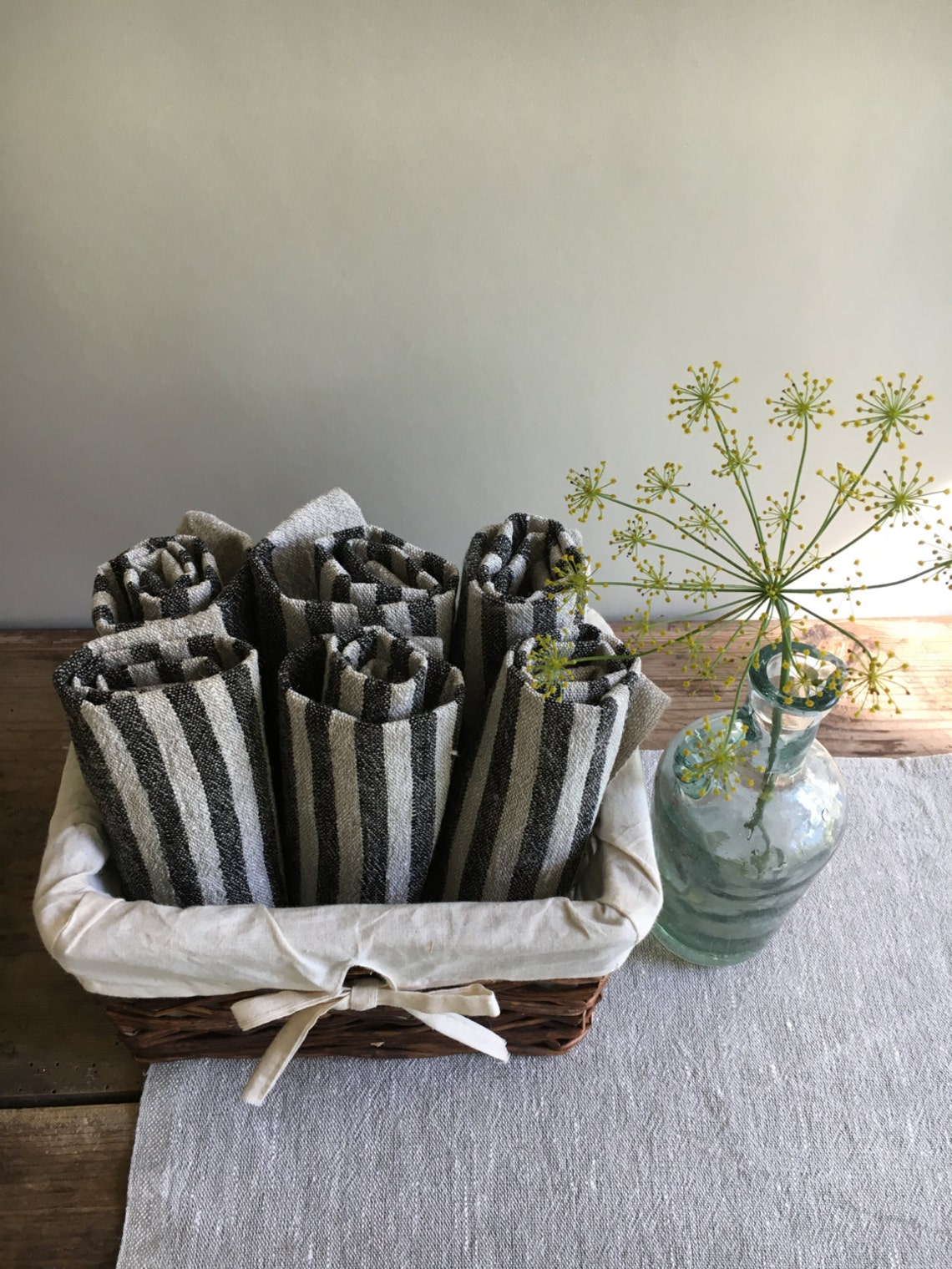 Rustic Kitchen Towels, Set of Four Linen Towels, Striped Towels Kitchen ...