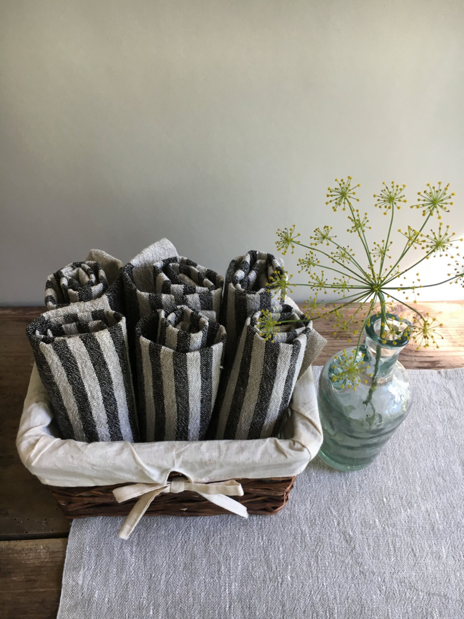 Rustic Kitchen Towels, Set of Four Linen Towels, Striped Towels Kitchen ...