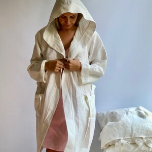 White Linen Robe "veronica", Waffle Robe, Kimono Robe, Robe Coverup ...
