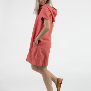 Hooded Linen Dress, Linen Tunic/dress, Hooded Mini Dress, Beach Dress ...