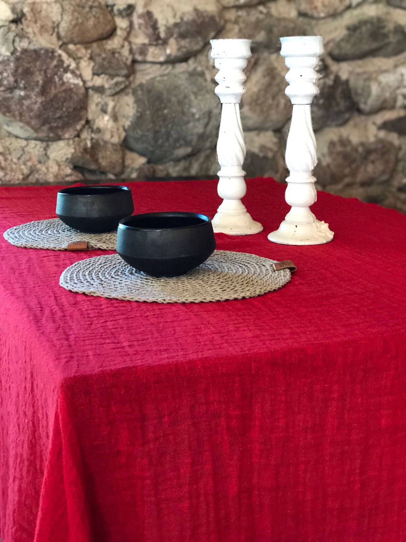 Christmas Red Linen Table Cloth Red Linen Tablecloth - Etsy