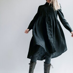 Linen Smock 'lisa' With Long Sleeves, Button up Dress, Linen Dress for ...