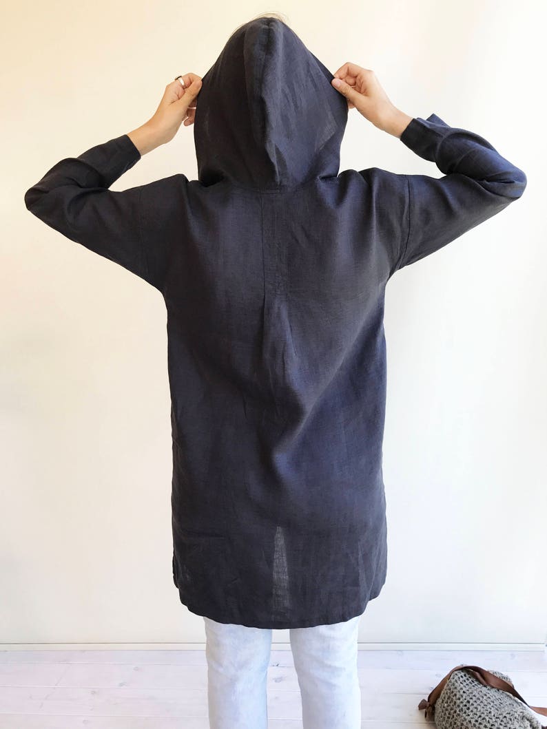 Tunic With a Hood Linen Tunic Top Hooded Top Beach Dress - Etsy