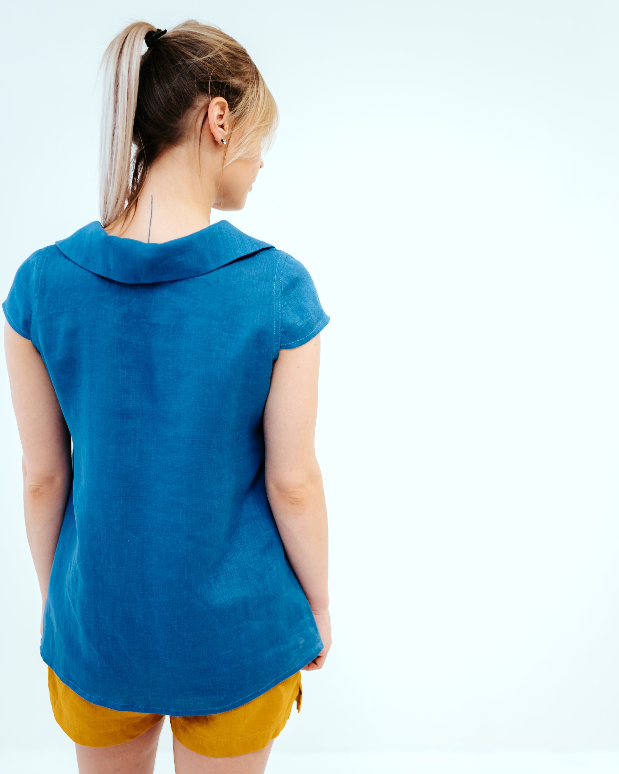 Light Linen Top With Collar 'dora' Elegant Womens Top - Etsy