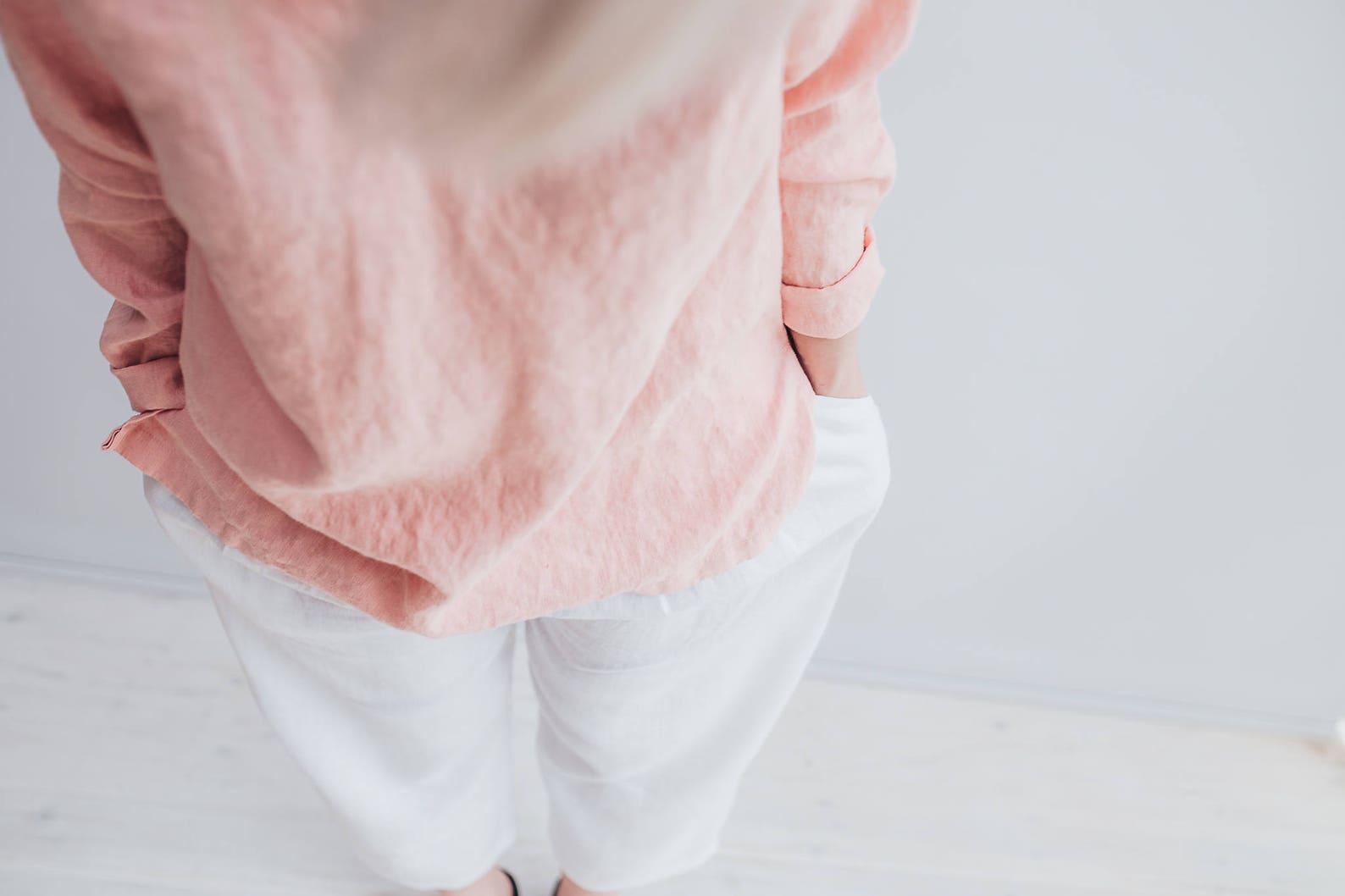 Pink Linen Tunic Top With Long Sleeves V Neck Top Linen Top - Etsy