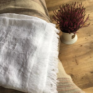 White Linen Throw, Light Blanket, Light Throw, Natural Blanket, Daybed ...