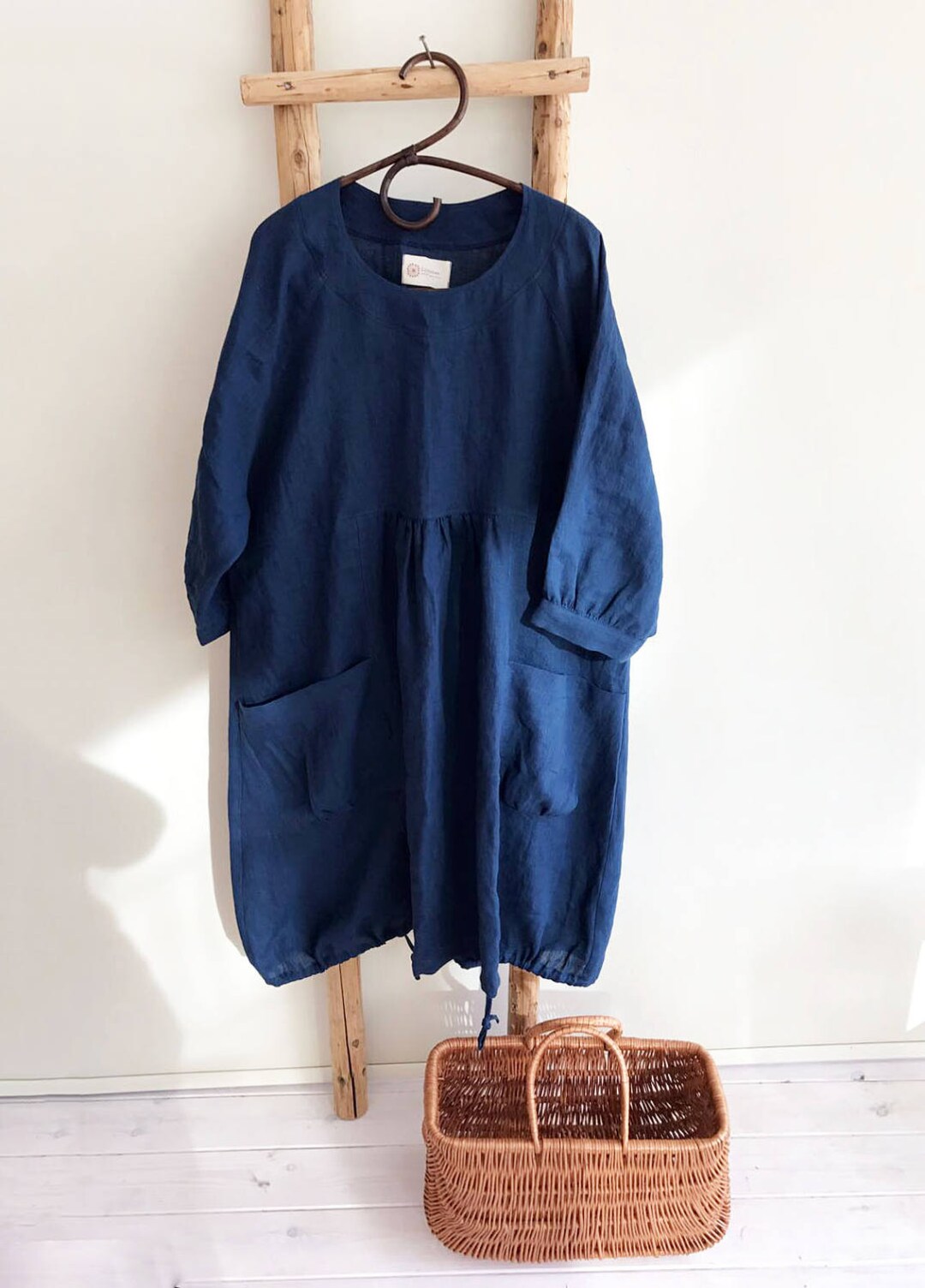 Dark Blue Linen Dress, Linen Tunic Dress, Tunic for Women, Plus Size ...