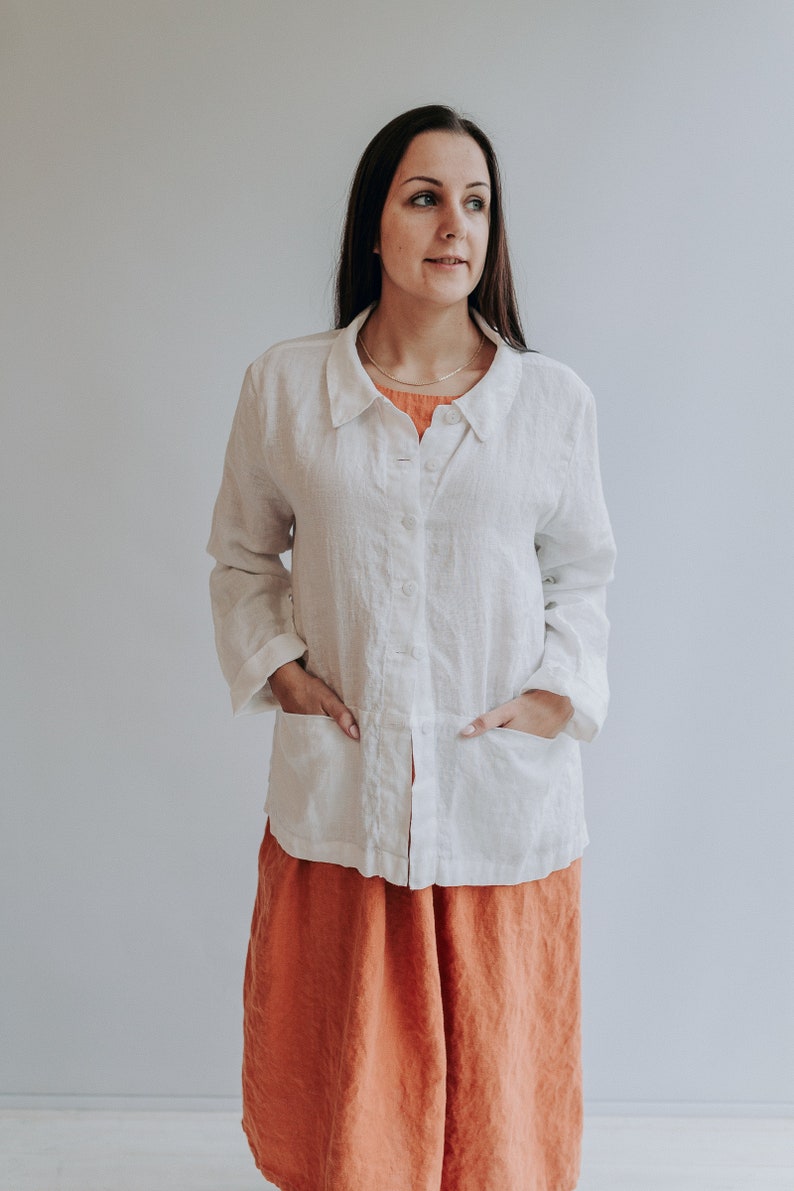 Linen Jacket 'kim' Womens Jacket Linen Cardigan, Linen Coverup, White ...