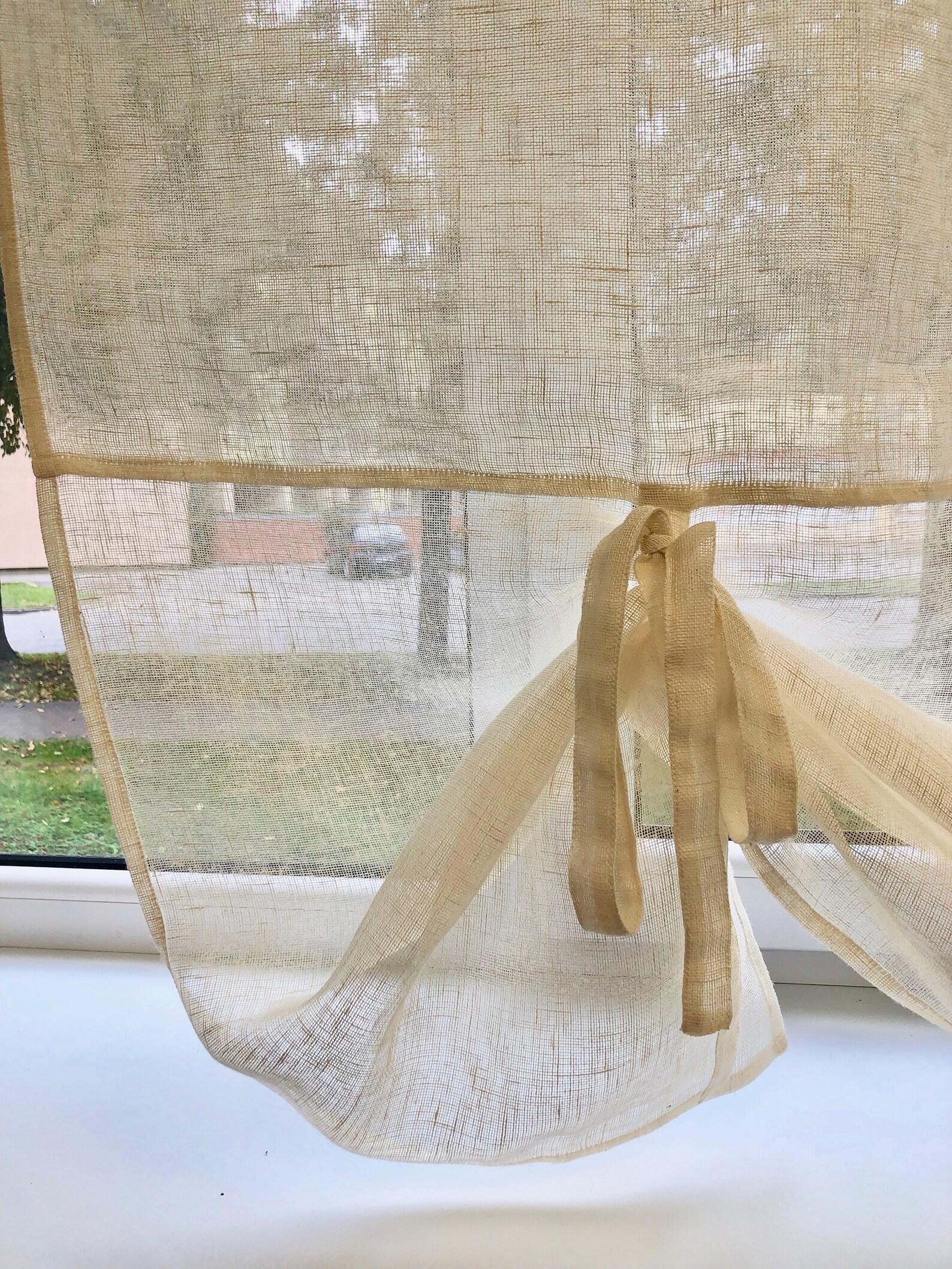 Gauze Linen Blind, Window Curtains, off White Sheer Curtains, Linen ...