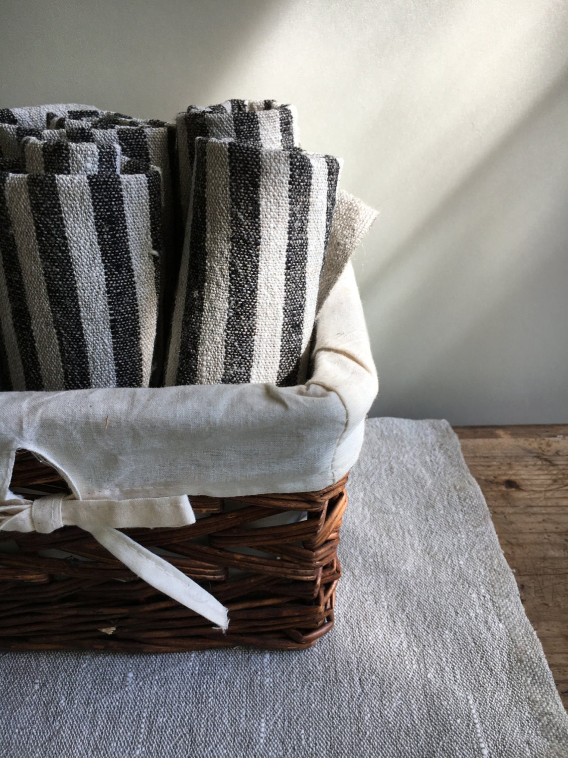 Rustic Kitchen Towels, Set of Four Linen Towels, Striped Towels Kitchen ...