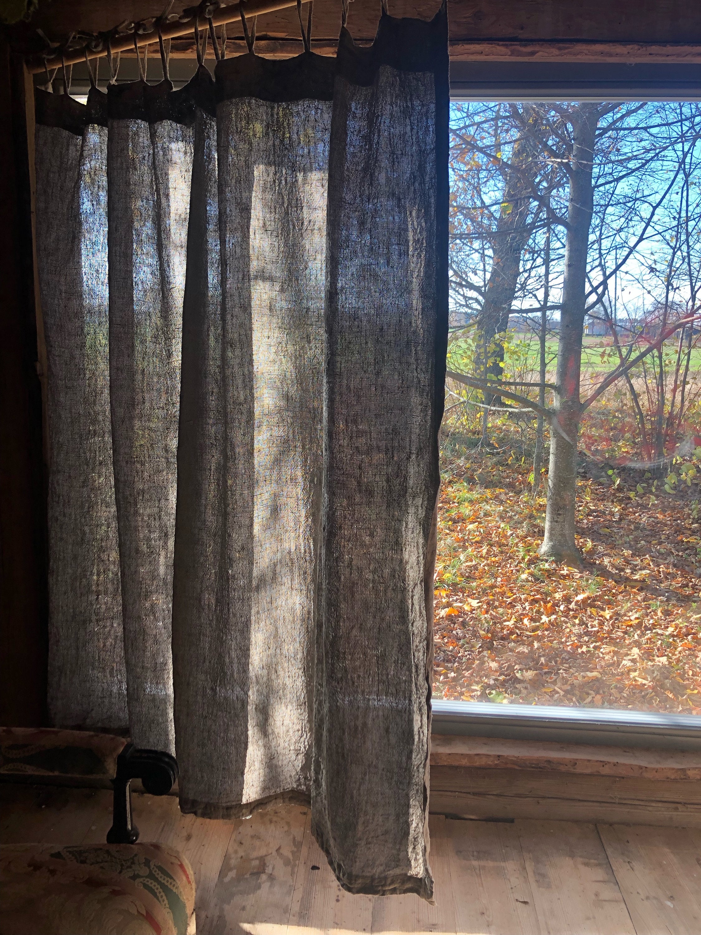 Rustic Linen Curtain Panel, Window Curtains, Natural ECO Curtains ...