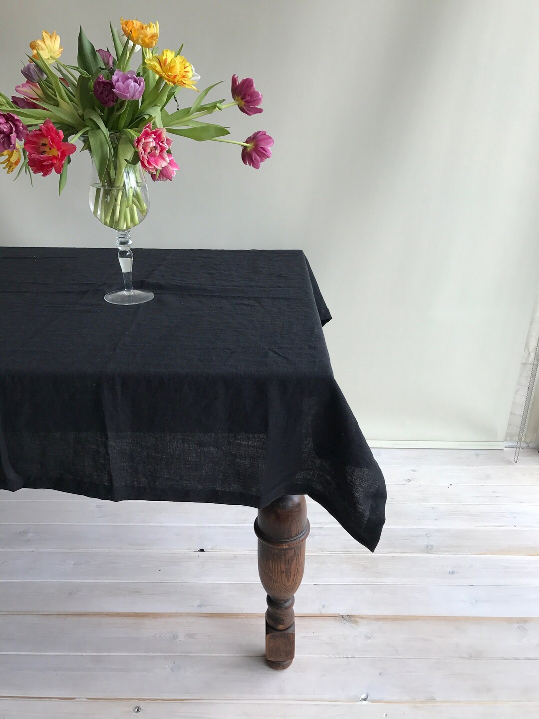 Black Linen Table Cloth, Black Linen, Tablecloth Rectangle, Tablecloth ...