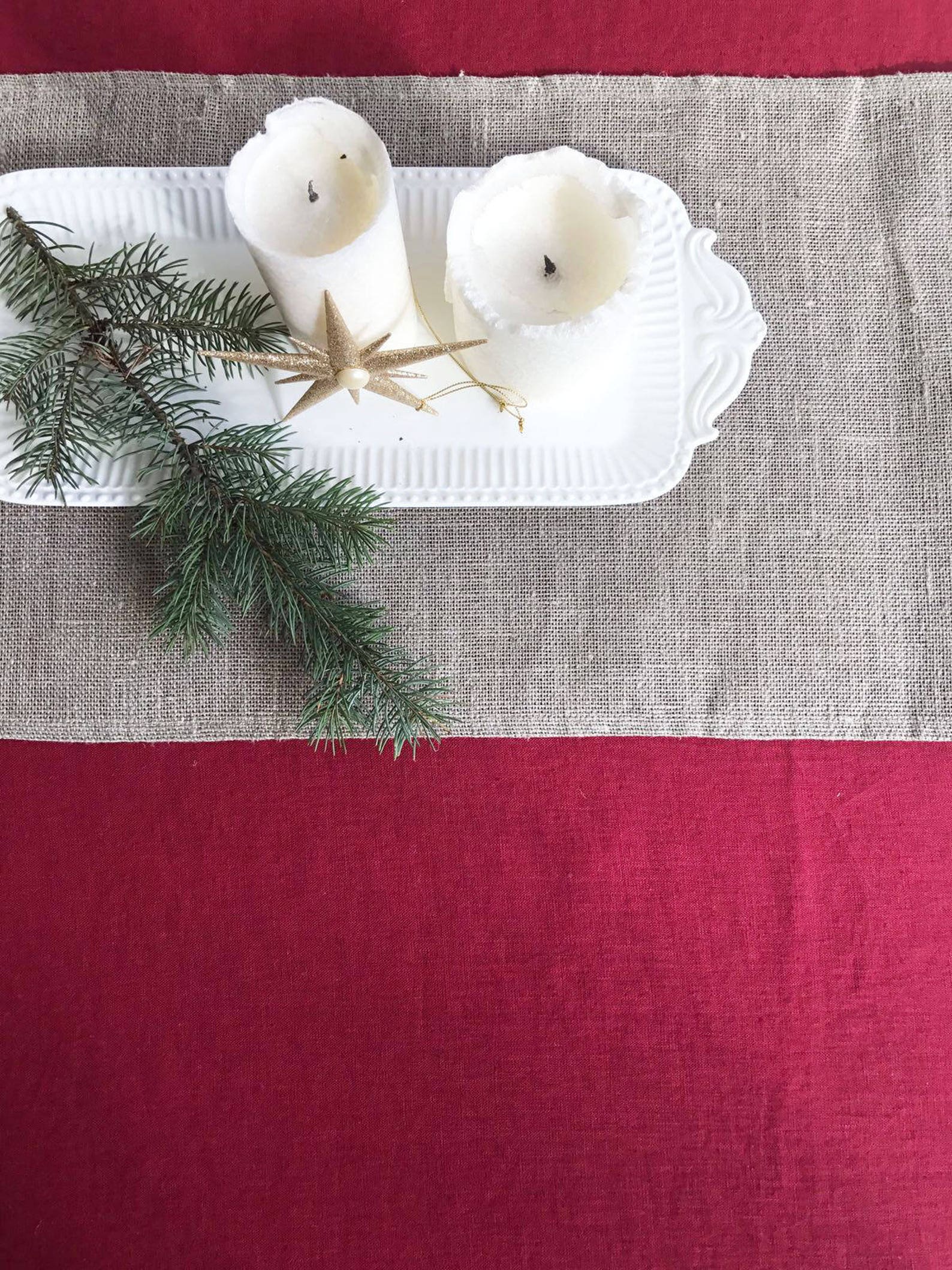 Maroon Red Linen Table Cloth Christmas Linen Tablecloth - Etsy