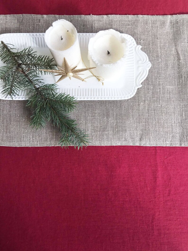 Maroon Red Linen Table Cloth Christmas Linen Tablecloth - Etsy