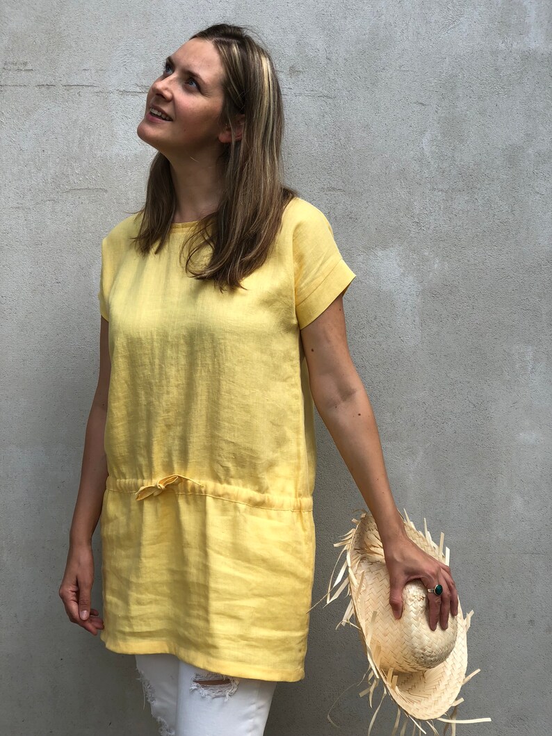 Linen Tunic 'amelia' Yellow Summer Tunic Beach Tunic - Etsy