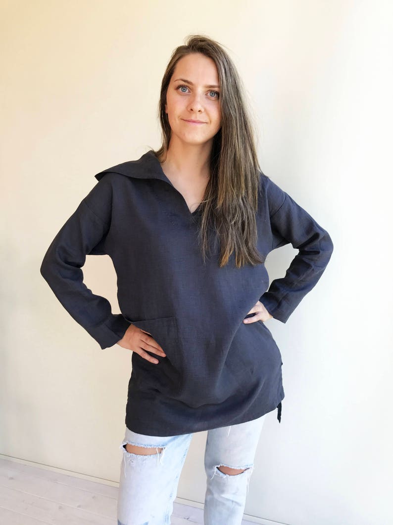 Tunic With a Hood Linen Tunic Top Hooded Top Beach Dress - Etsy