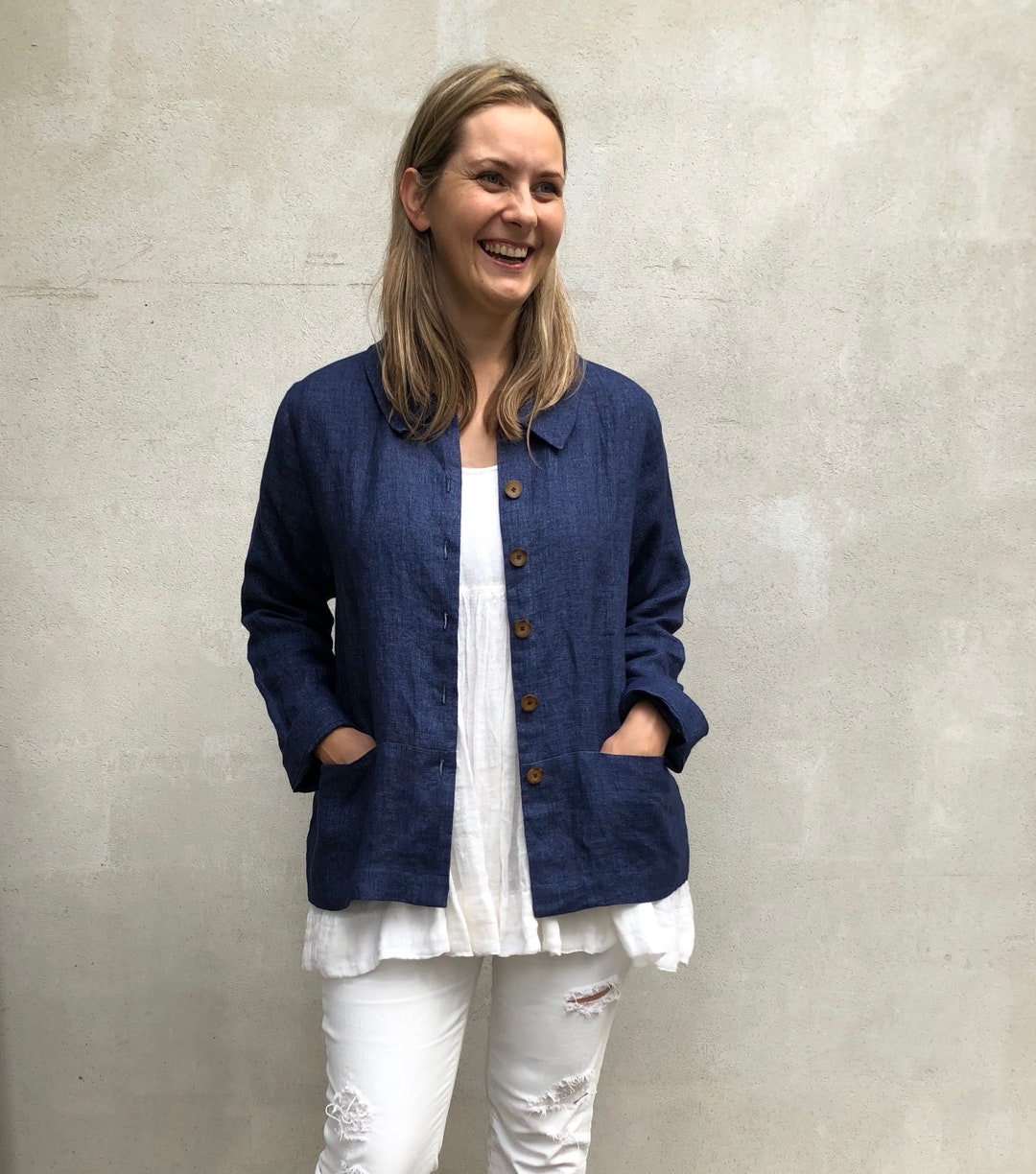 Linen Jacket Women 'kim' Linen Cardigan, Linen Coverup, Linen Blazer ...