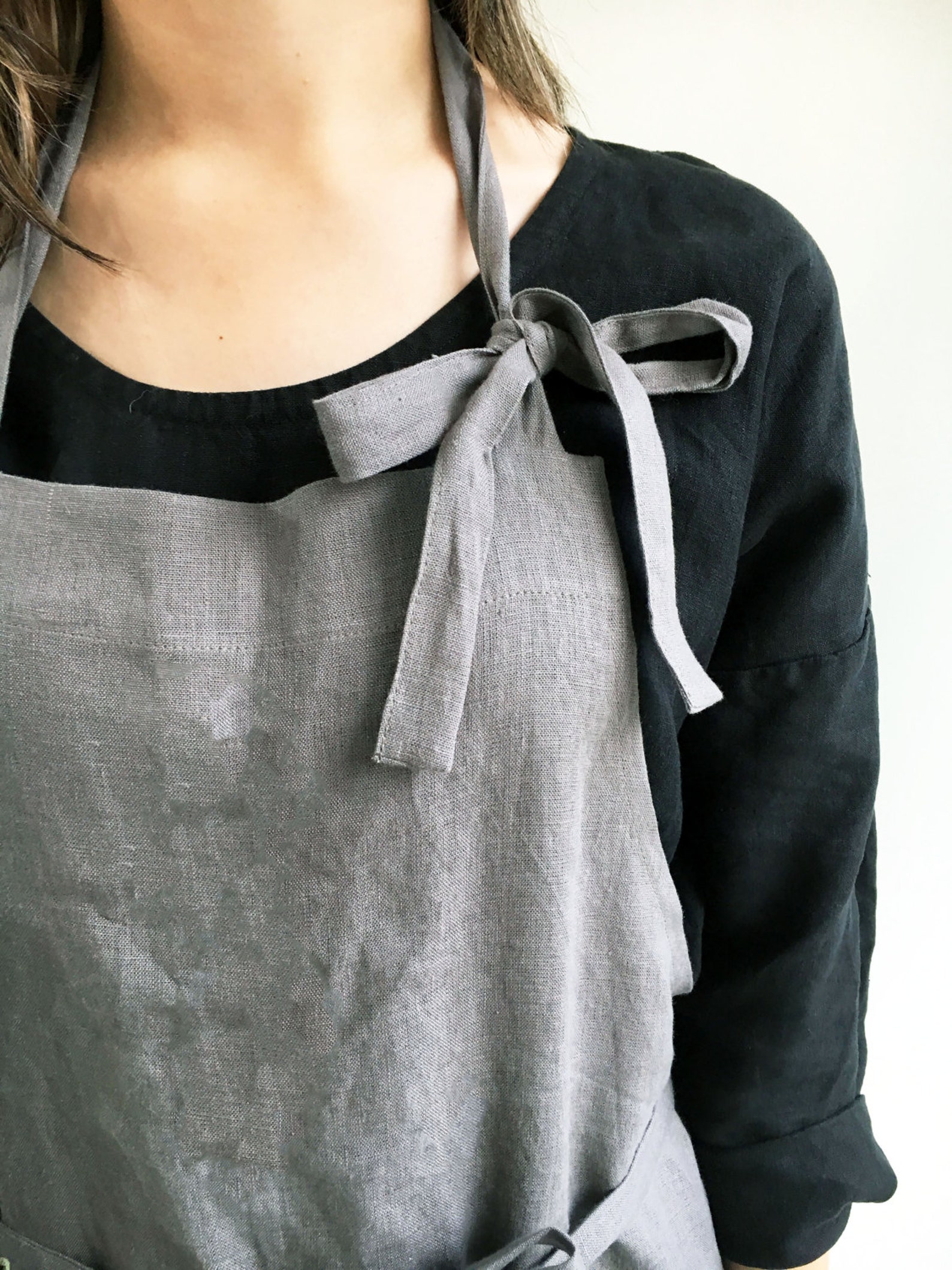 Full Apron From 100% Linen Full Linen Apron Womens Apron - Etsy