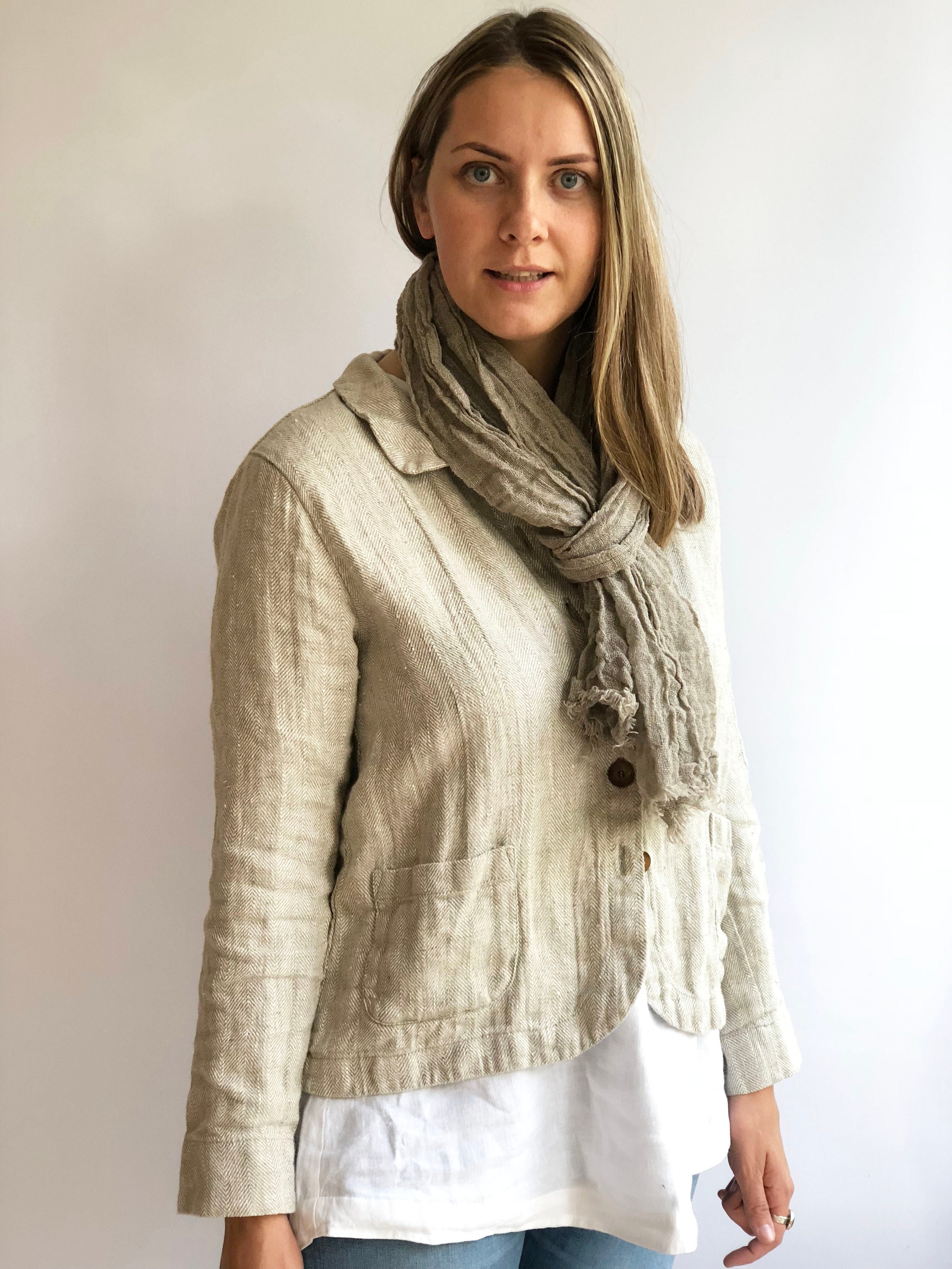 Natural Linen Scarf, Light Scarf, Taupe Scarf Linen, Soft Scarf, Scarf ...