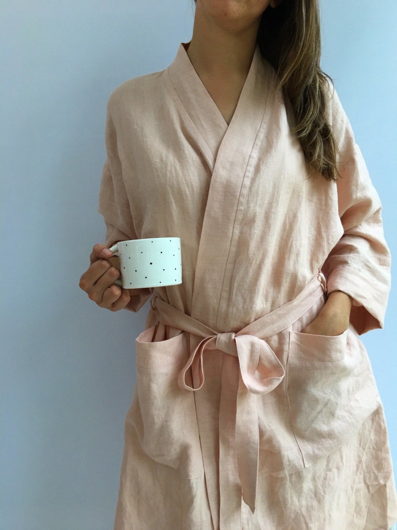 Linen Robe Soft Kimono Robe Robe Coverup Robe for Bride - Etsy