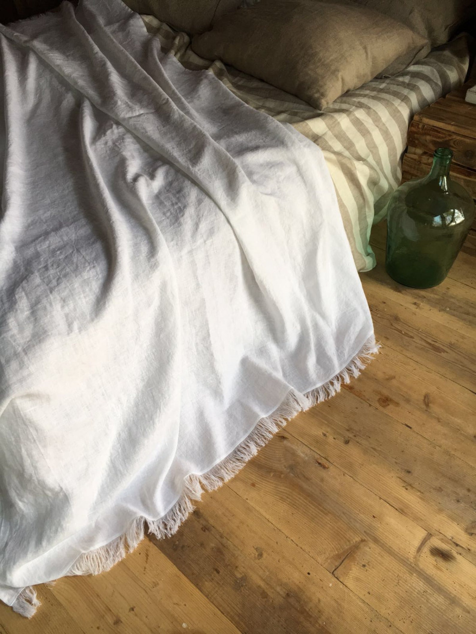 White Linen Throw Light Blanket Light Throw Natural - Etsy