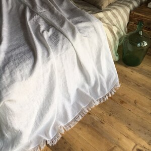 White Linen Throw, Light Blanket, Light Throw, Natural Blanket, Daybed ...