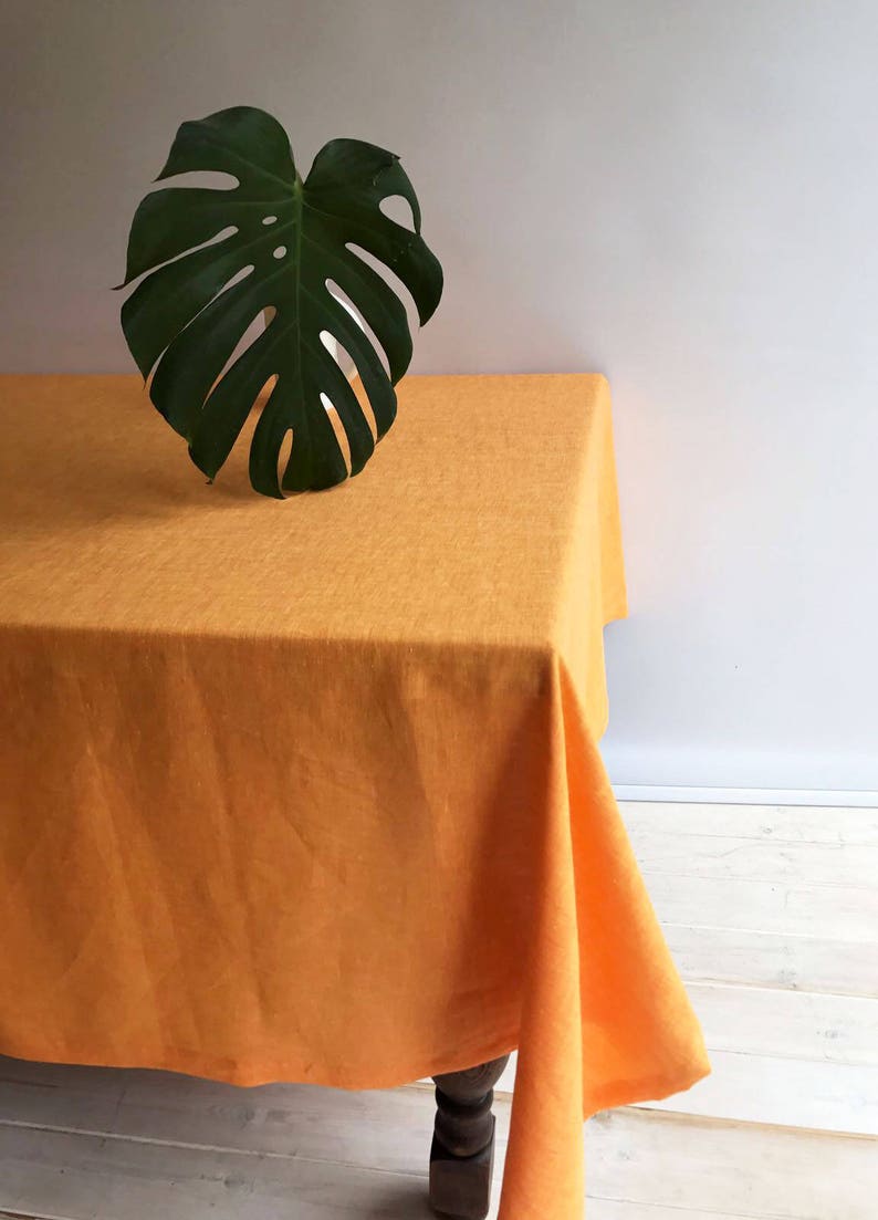 Orange Linen Table Cloth Sunny Linen Tablecloth Rectangle - Etsy
