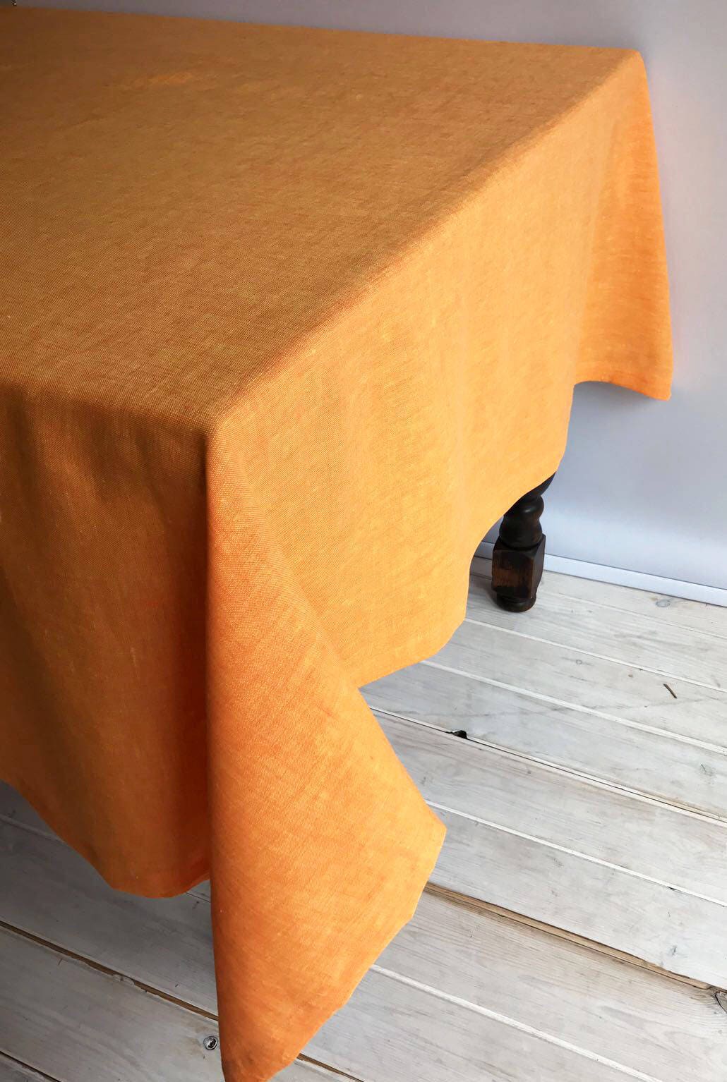 Orange Linen Table Cloth Sunny Linen Tablecloth Rectangle | Etsy
