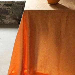 Orange Linen Table Cloth, Sunny Linen Tablecloth Rectangle, Tablecloth ...