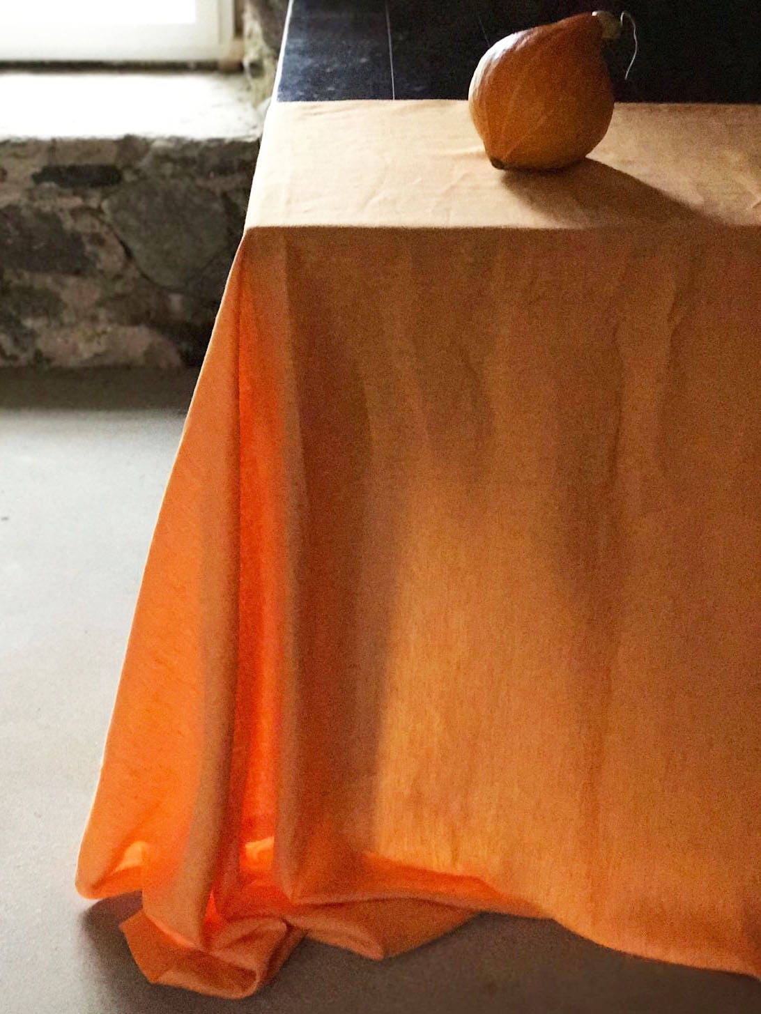 Orange Linen Table Cloth Sunny Linen Tablecloth Rectangle | Etsy