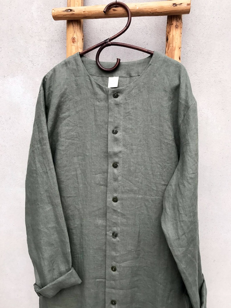 Buttoned Linen Kaftan 'jamie', Kaftan Robe With Buttons, Button up Man ...