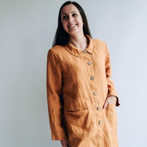 Linen Smock Jacket 'kim - Long' Linen Jacket, Long Linen Duster, Womens ...