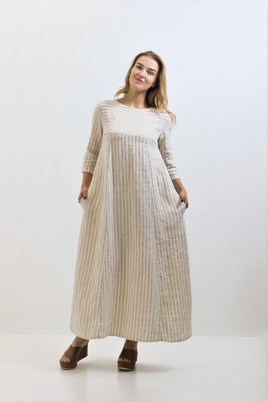 Linen Dress "debra", Plus Size Dress With Pockets, Linen Dresses for ...