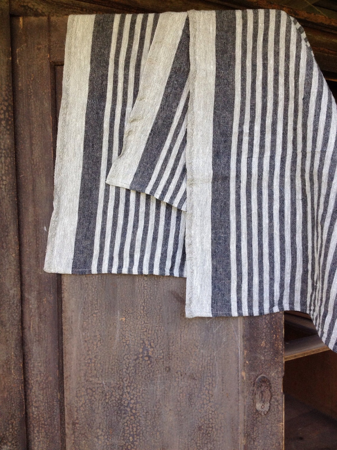 Rustic Kitchen Towels, Set of Four Linen Towels, Striped Towels Kitchen ...
