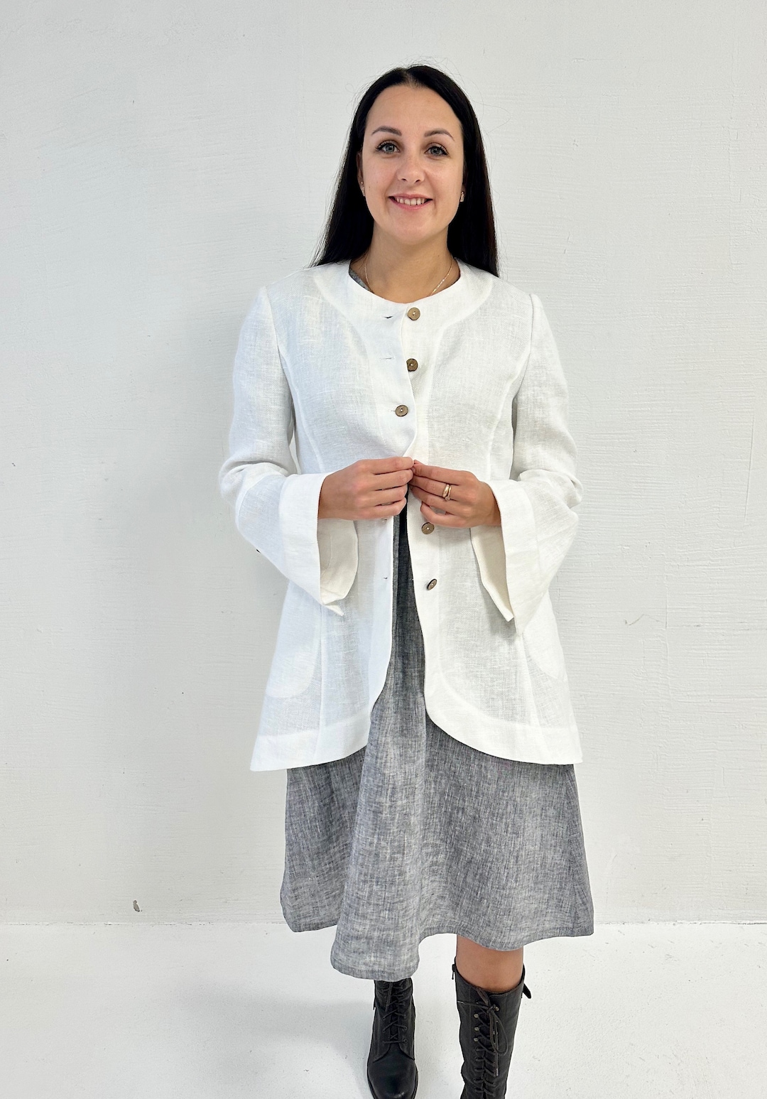 Linen Frock Coat, Linen Jacket, Long Linen Duster, Womens Jacket, Linen ...