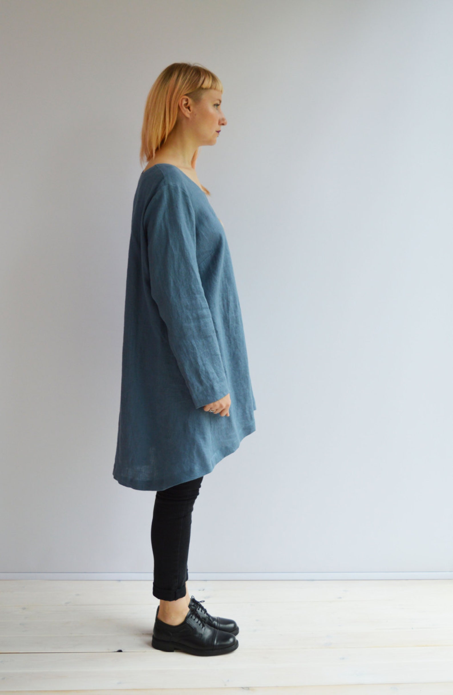 Blue Linen Tunic, Plus Size Tunic Top, Linen Tunic for Women, Womens ...