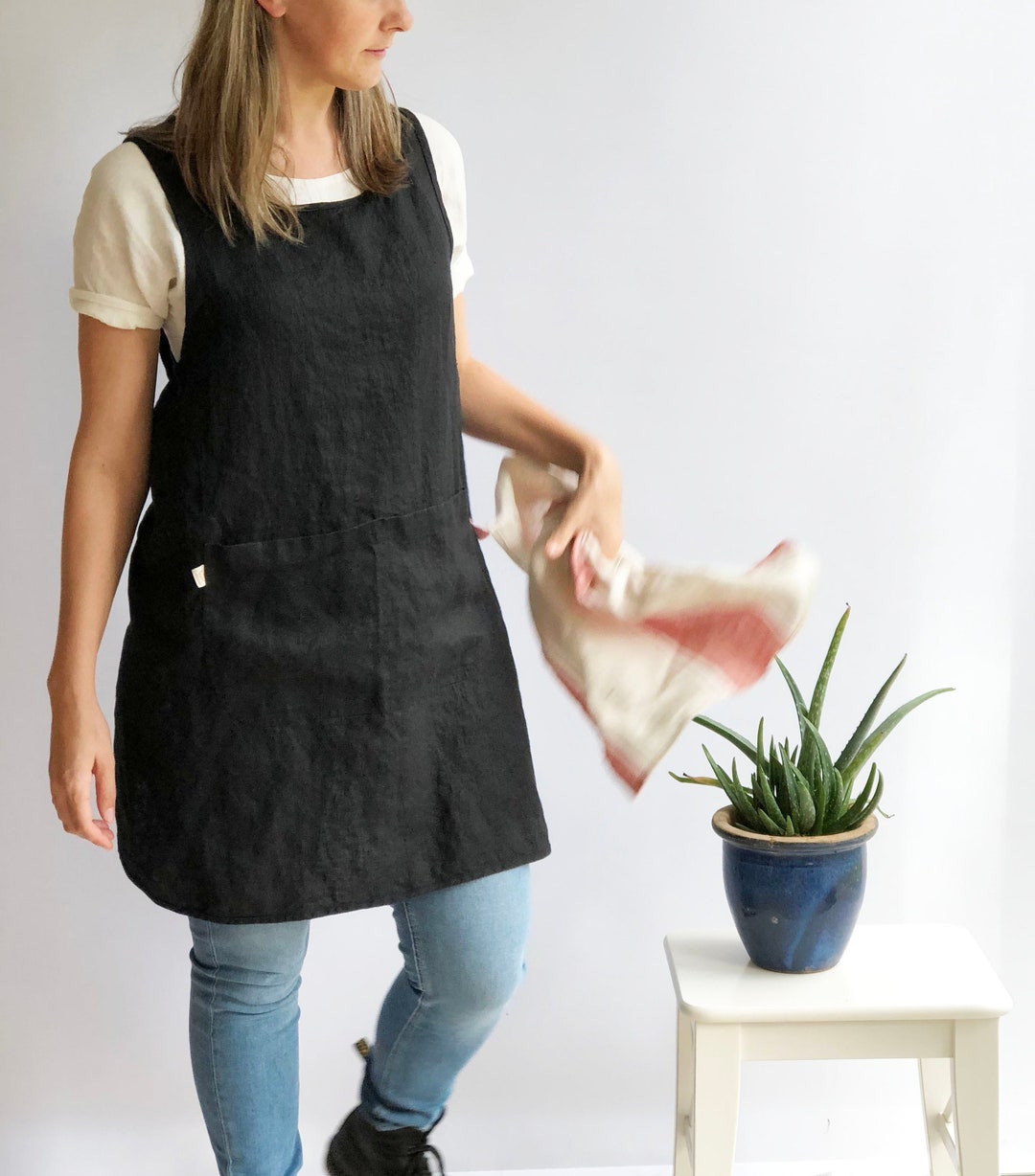 Pinafore Apron, Linen Smock, Linen Pinafore Apron Dress, Full Apron ...