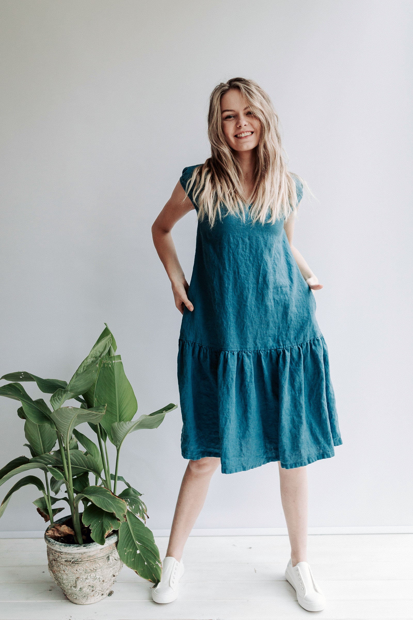 A line Drop Waist Dress 'Julia' from Linen Drop | Etsy