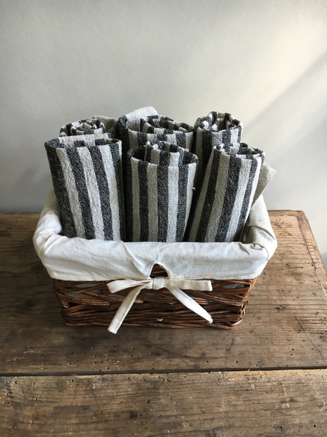 Rustic Kitchen Towels, Set of Four Linen Towels, Striped Towels Kitchen ...