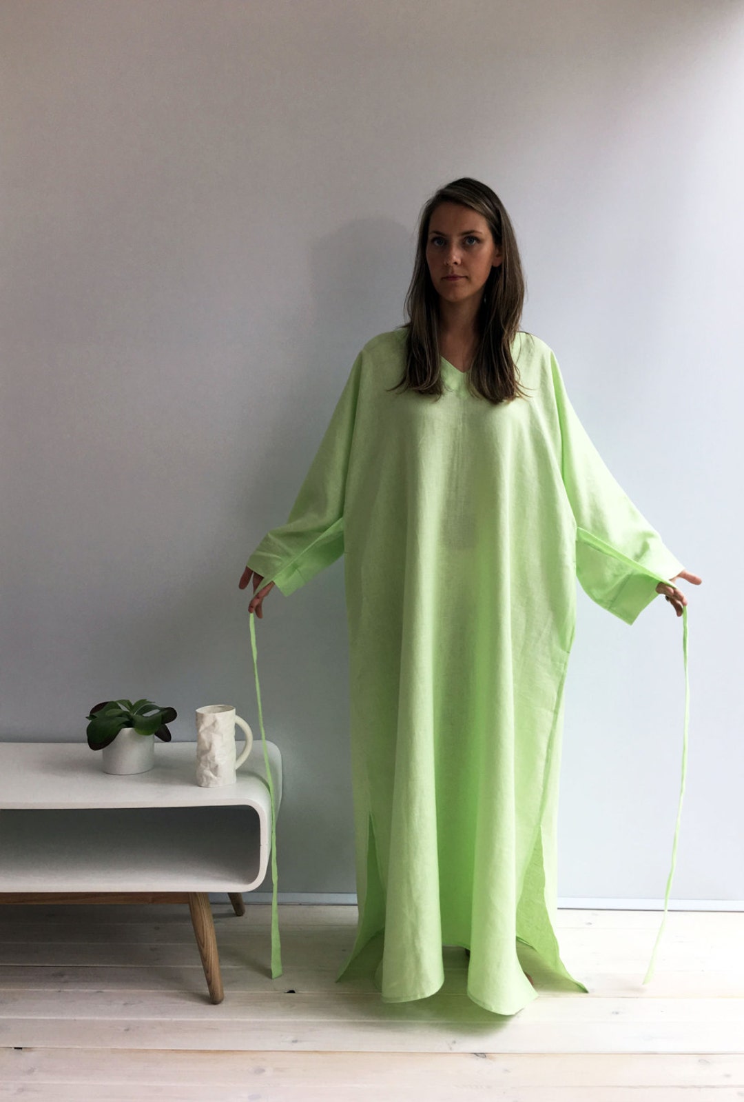 Linen Kaftan, Linen Robe, Linen Homewear, Linen Loungewear, Plus Size ...